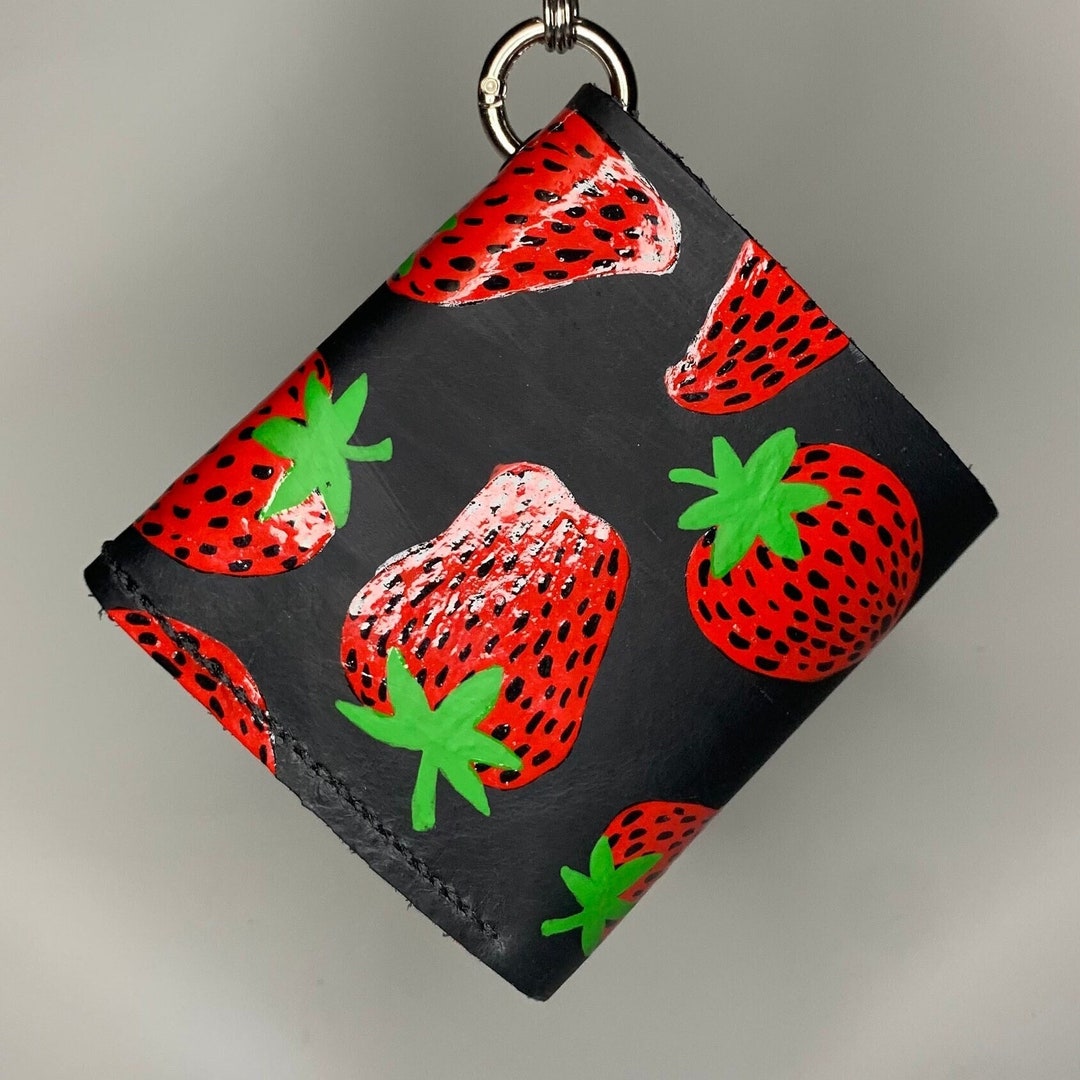 Strawberry Wallet. Handcrafted Leather Trifold. Chainmail Wallet Chain ...
