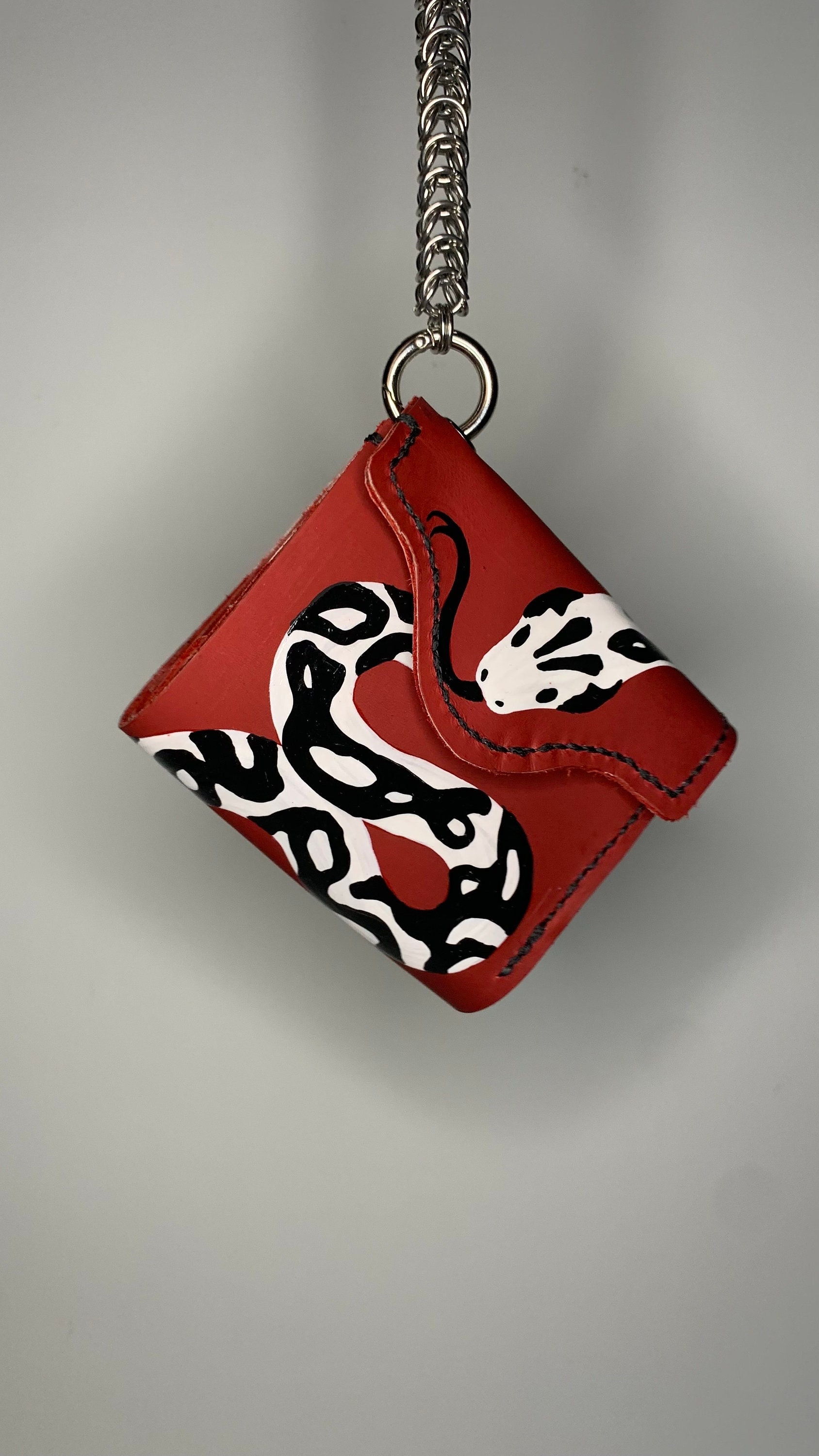 Snake Wallet. Handcrafted Leather Trifold With Coin Pouch. Stainless ...