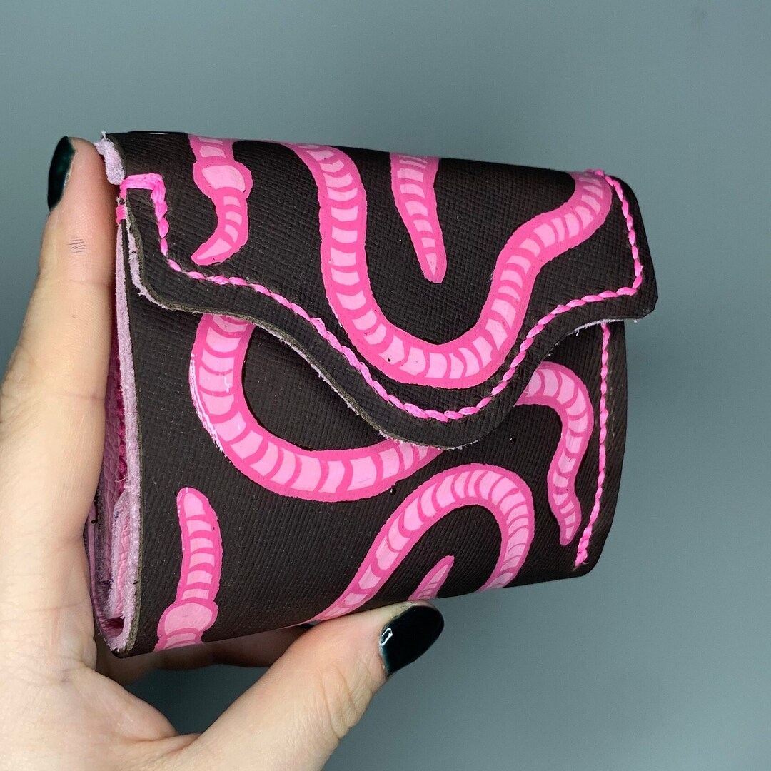 Worm Trifold Wallet. Hand Stitched and Hand Painted. Chainmail Wallet ...