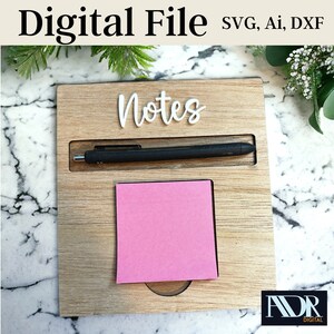 SVG Laser Cut File, Sticky Note Holder, Sticky Note Pad, Laser Cut ...
