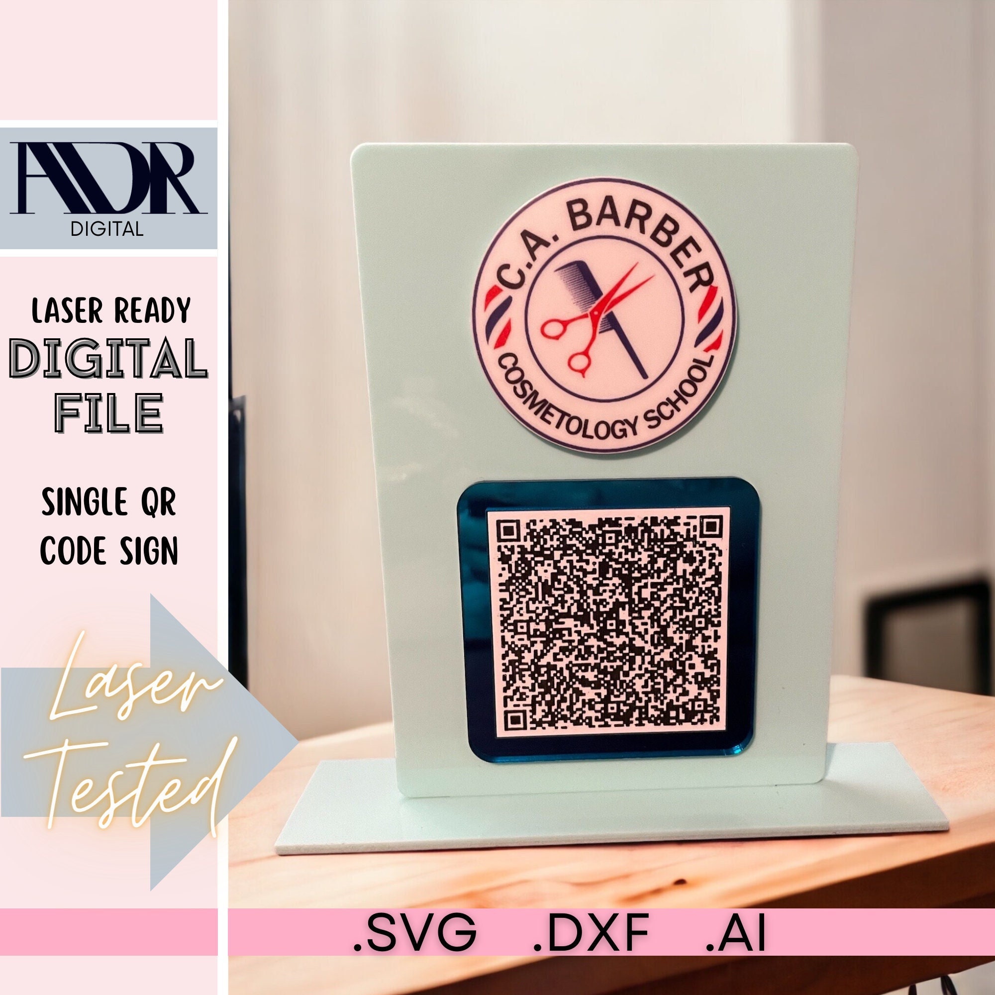 SVG Single QR Code Business Sign Cut File, Digital Download, Template ...