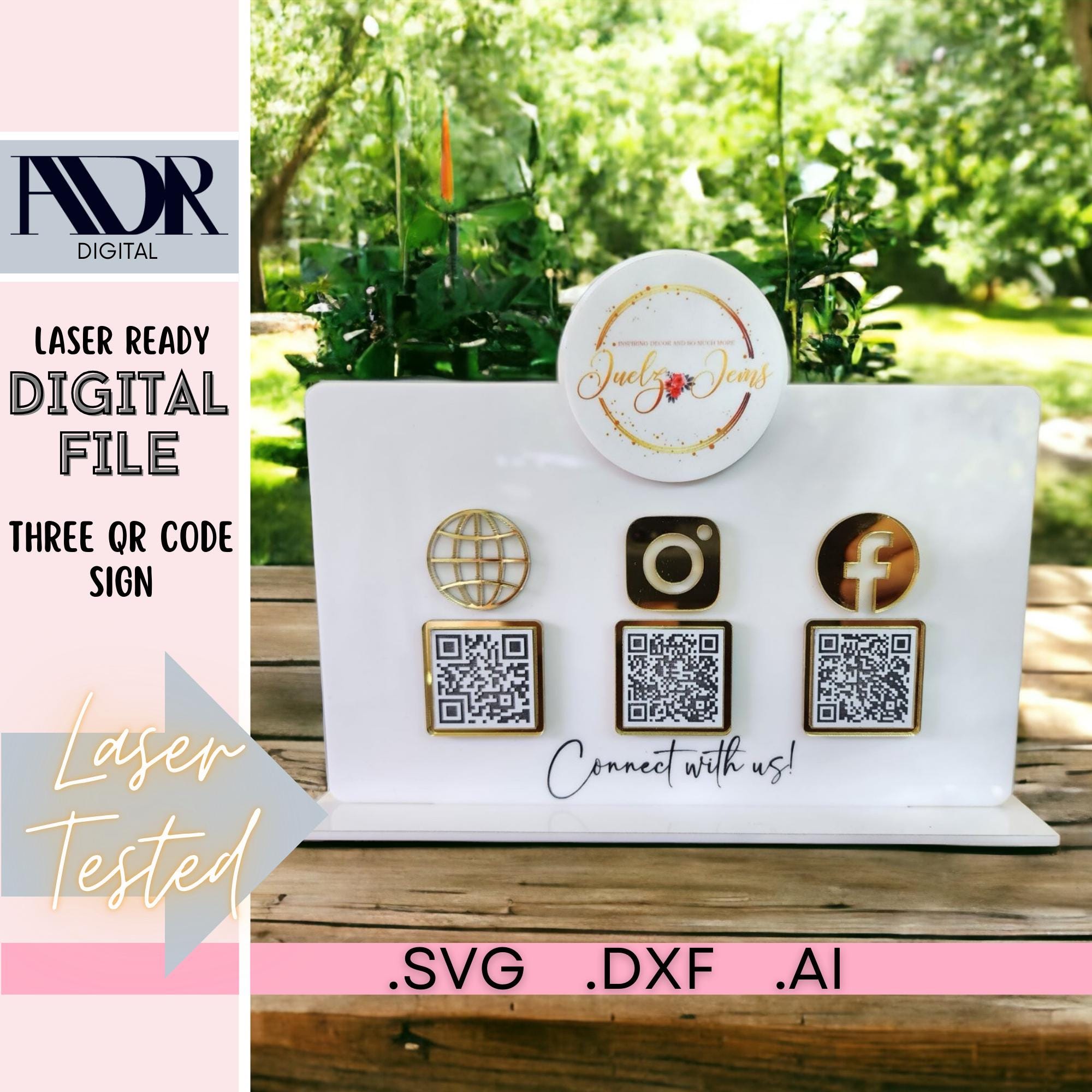 SVG Three QR Code Business Sign Horizontal Cut File, Digital Download ...