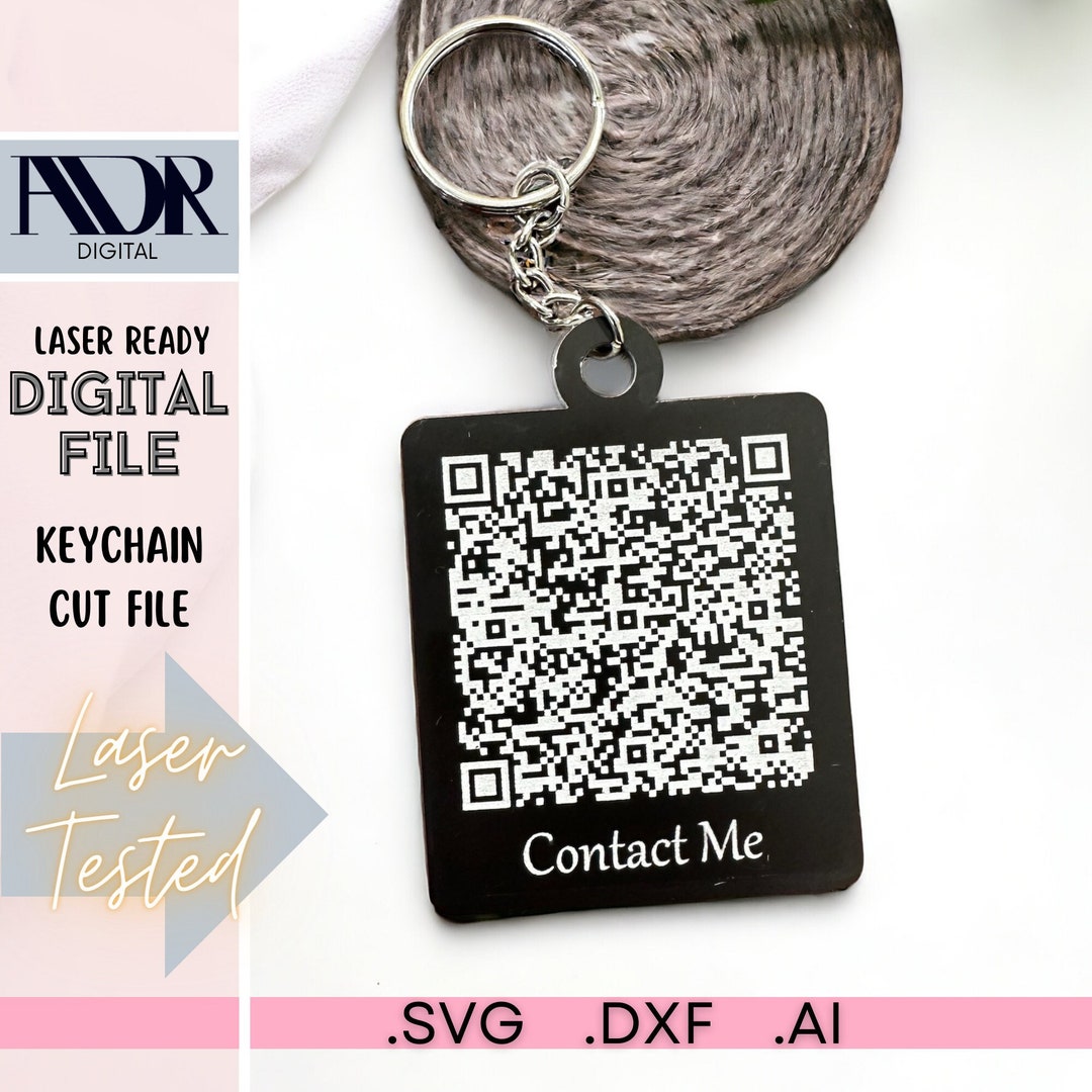 SVG QR Code Keychain, Keychain Outline Template, Laser Cut File ...