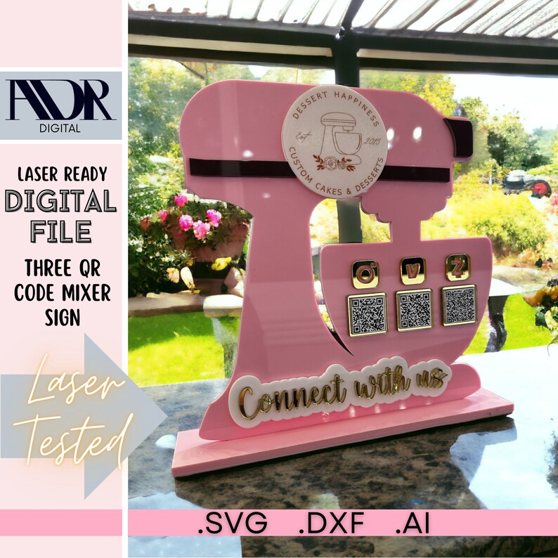 SVG Three QR Code Business Sign Mixer Cut File, Digital Download ...