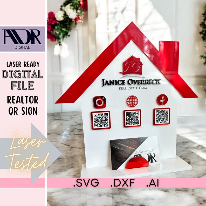 House QR Code Sign SVG – Realtor Laser Cut File for Acrylic Signs, Real ...
