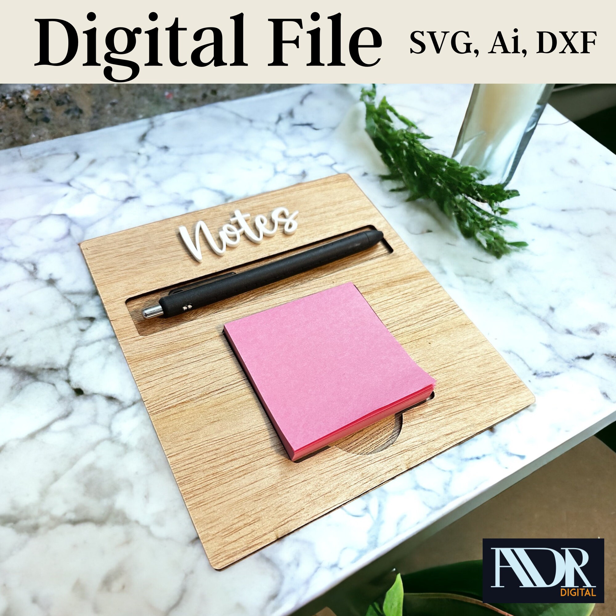 SVG Laser Cut File, Sticky Note Holder, Sticky Note Pad, Laser Cut ...