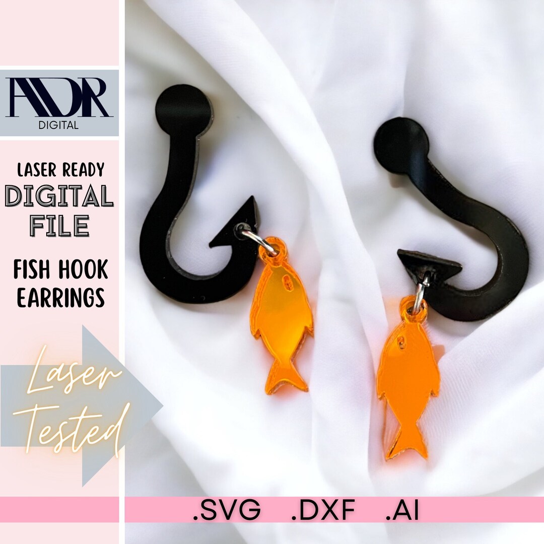 SVG File, Fish Hook Laser Cut Earrings, Acrylic, Earring Laser File ...