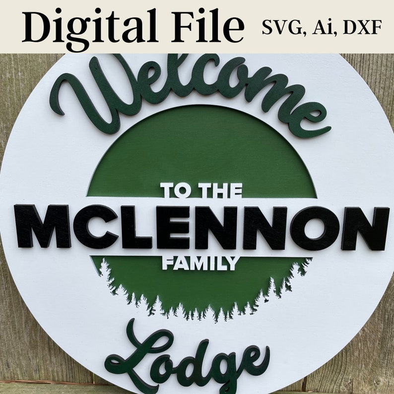 SVG Laser Cut Lodge House Sign, Round 18" Personalized Digital Download ...