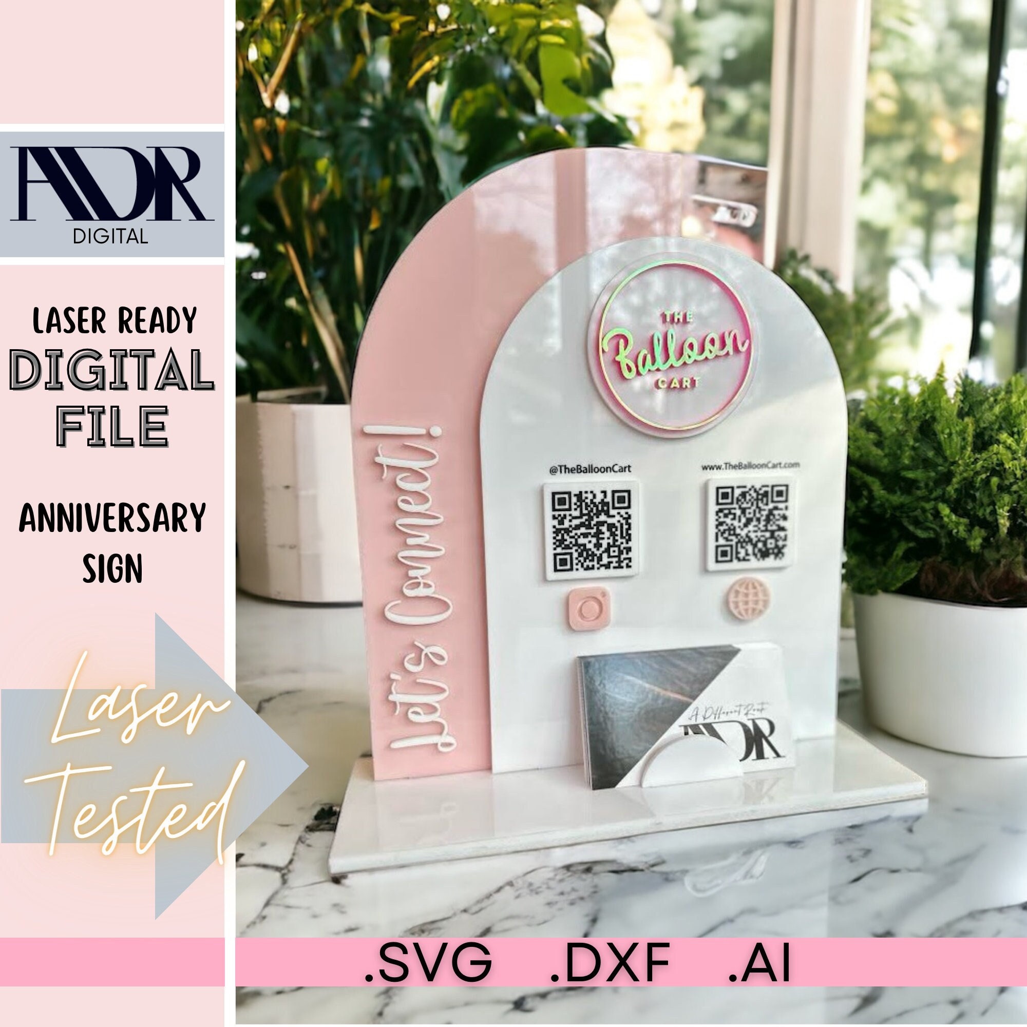 SVG Double Arch Sign With Business Card Holder, Digital Download ...