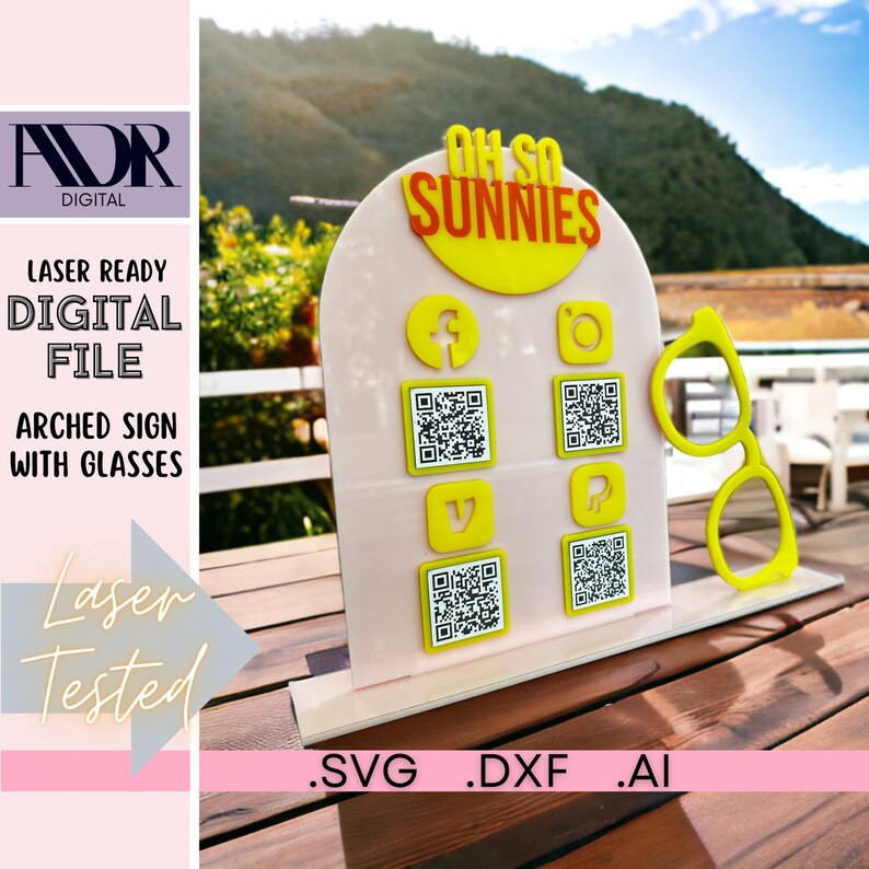 Eyeglasses Arch QR Code Sign SVG – Optical Display Laser Cut File for ...