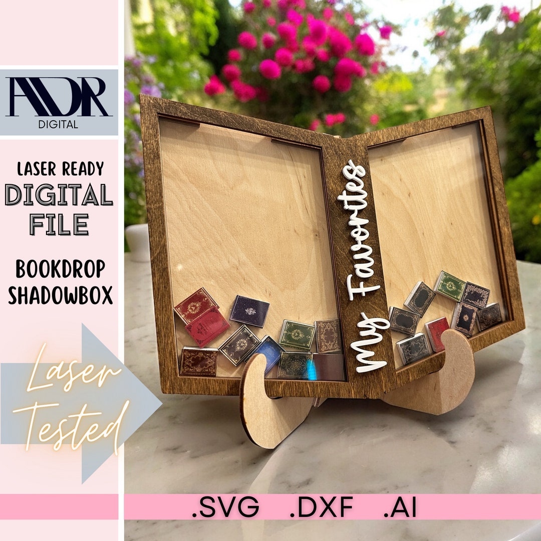 SVG Book Drop Shadowbox With Stand, Acrylic and Wood, Digital Download ...