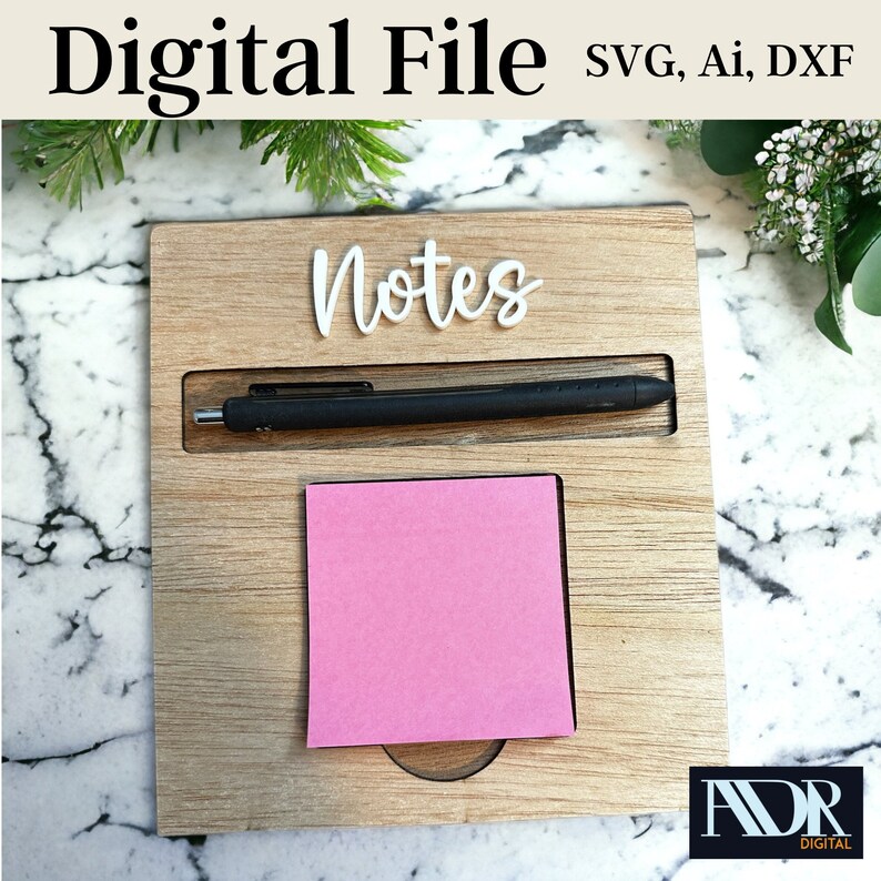 SVG Laser Cut File, Sticky Note Holder, Sticky Note Pad, Laser Cut ...