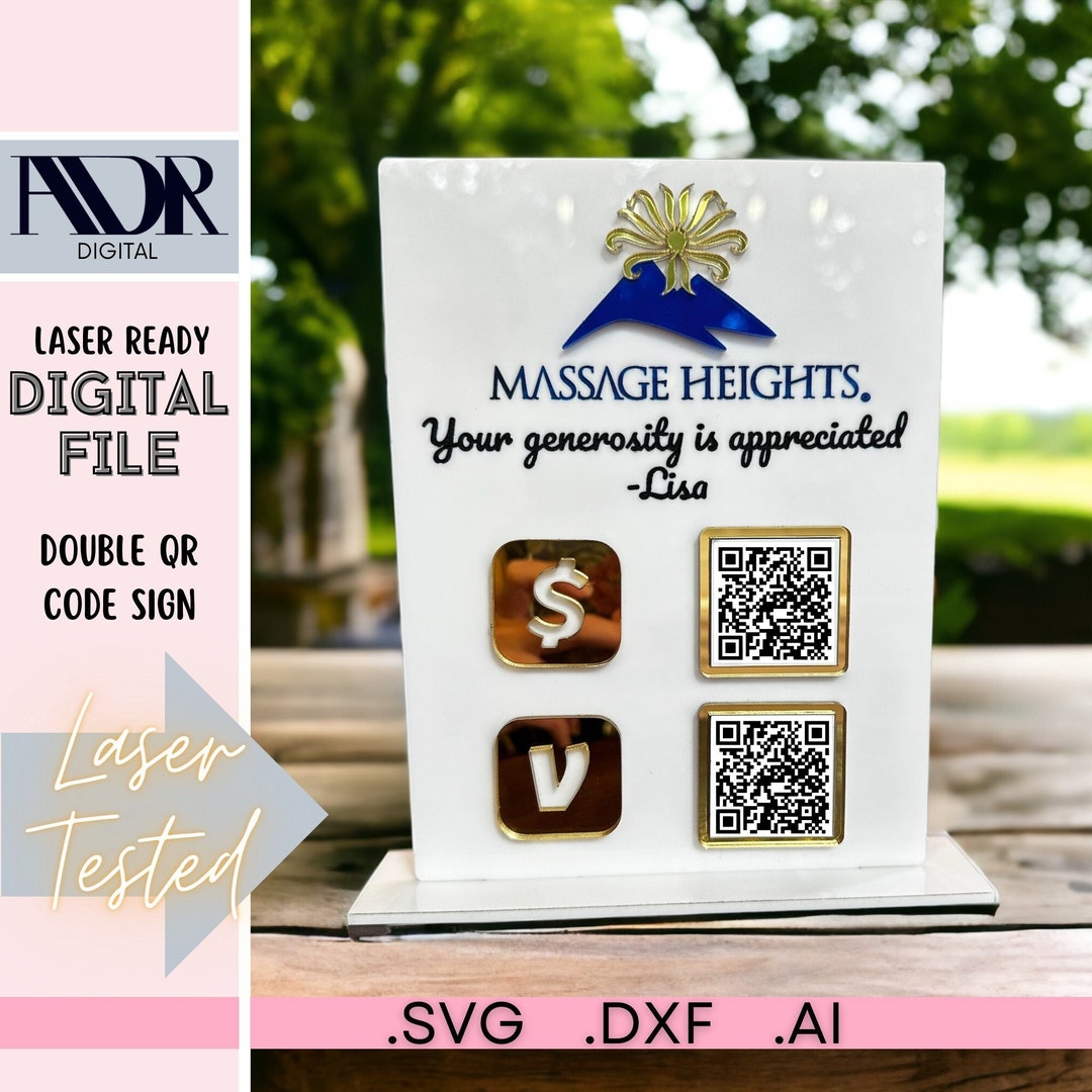 SVG Two QR Code Business Sign Cut File, Digital Download, Template ...