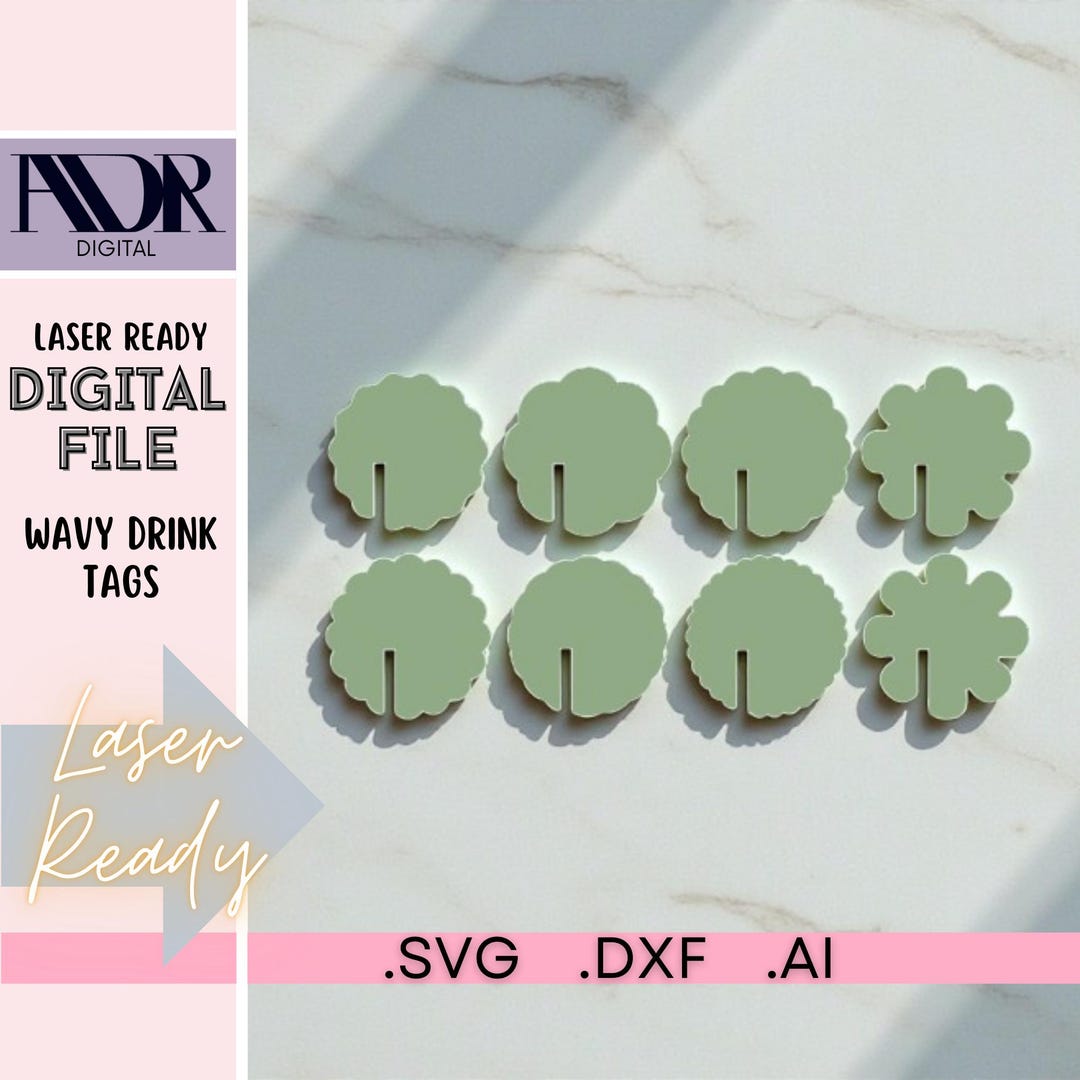 Wavy Drink Tags, Digital Download Laser File - Etsy