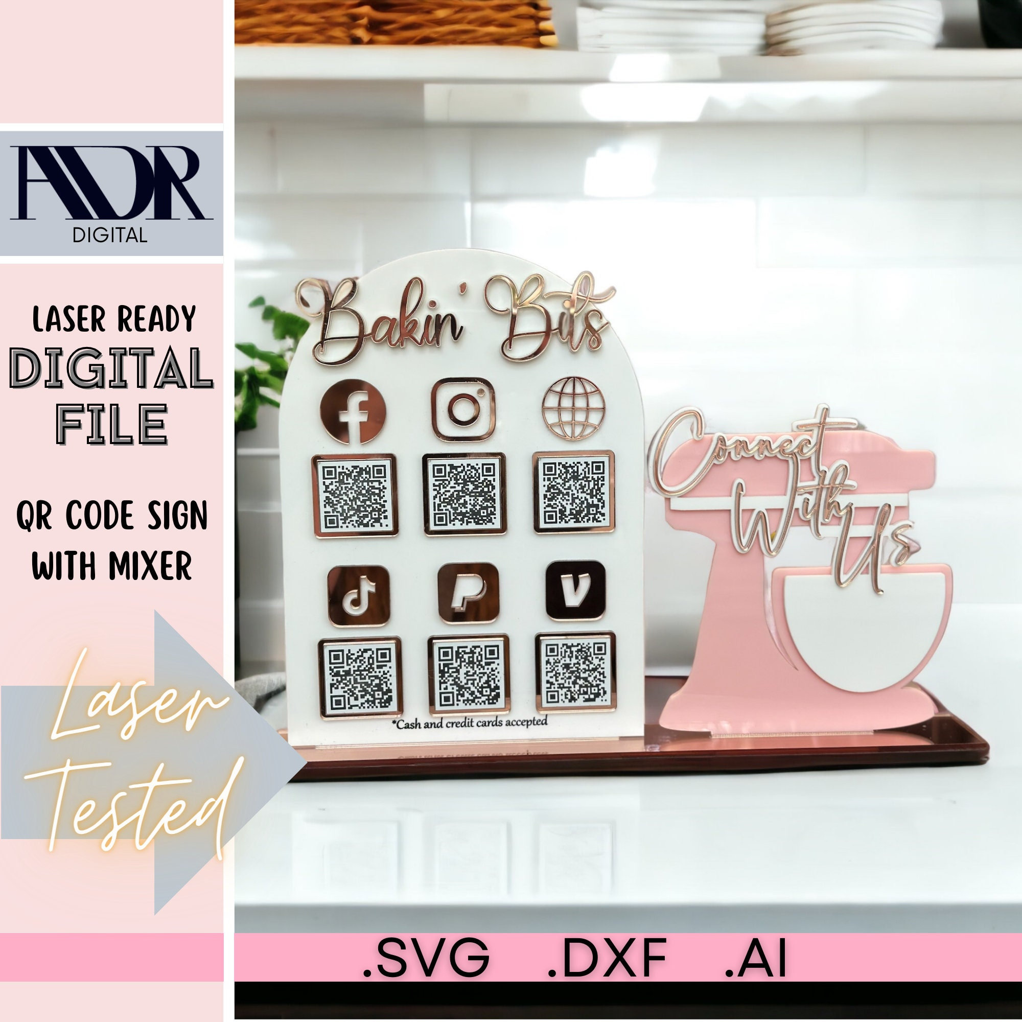 SVG Six QR Code Baking Sign With Mixer, Digital Download, Template ...
