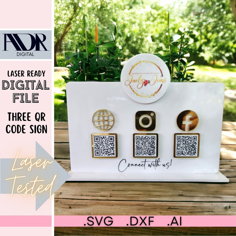 SVG Three QR Code Business Sign Horizontal Cut File, Digital Download ...