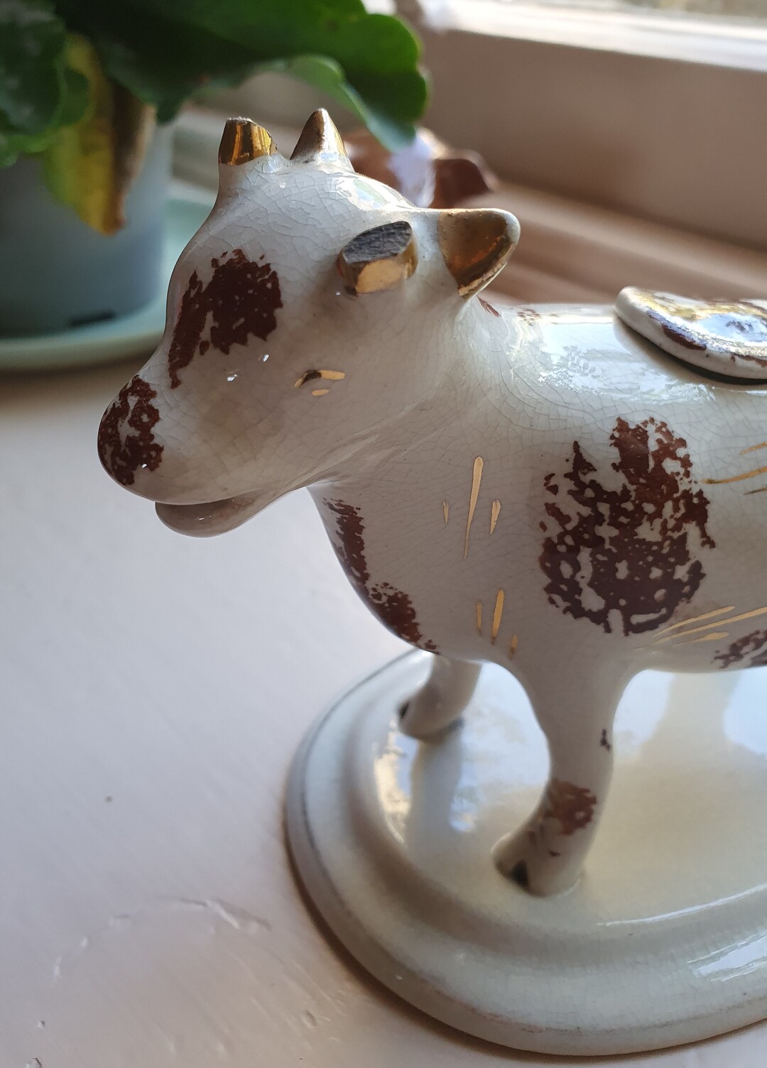 Antique Staffordshire Spongeware Cow Creamer - Etsy