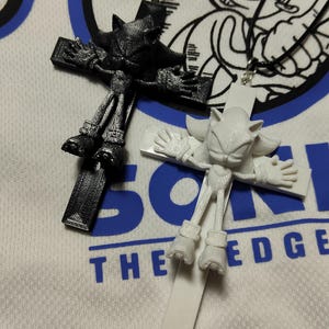 Sonic Shadow the Hedgehog Crucifix Gold / Silver / Black / White 3D ...