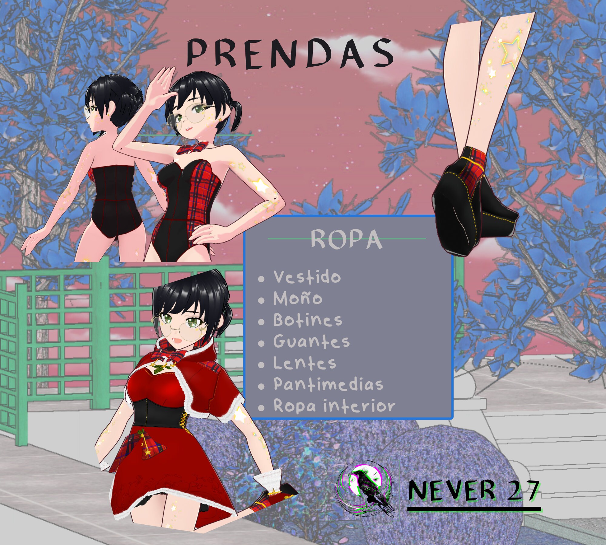 Outfit for Vroid == LAUREL CHRISMAS OUTFIT == - Etsy