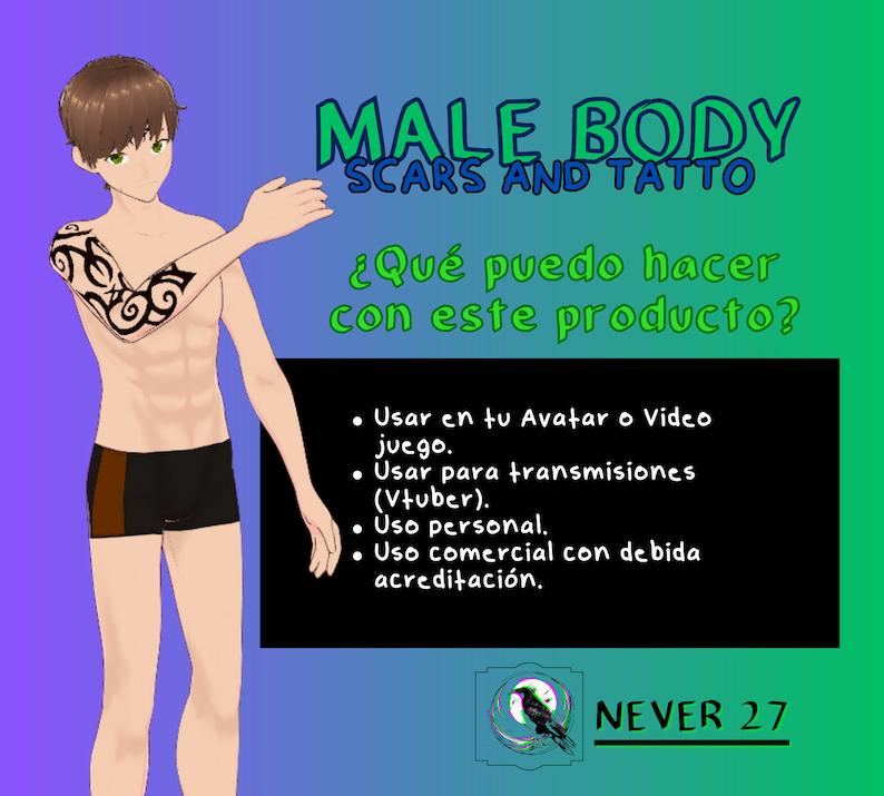 Vroid Skin . Male Body With Scars and Tattoos . - Etsy Canada