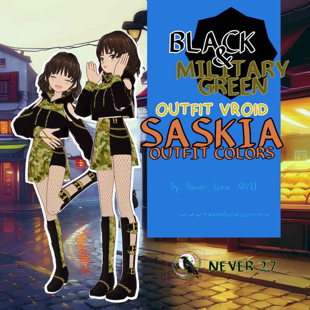Outfit for Vroid SASKIA OUTFIT Military Green - Etsy