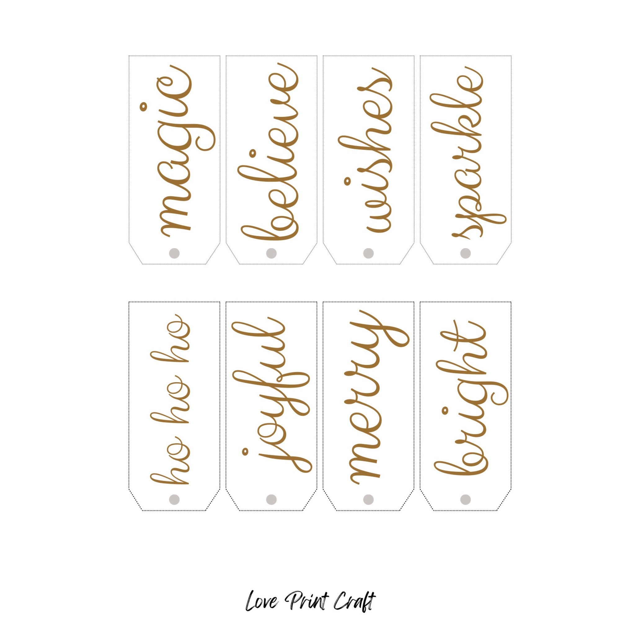Christmas Gift Tags Printable Digital Download, Gold Gift Tags, DIY ...