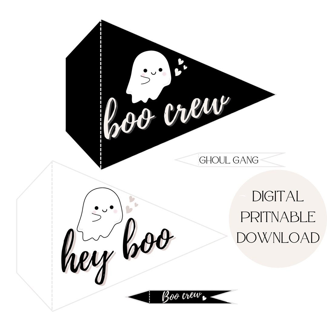 Cute Ghost Halloween Pennant Flag Printable Printable - Etsy
