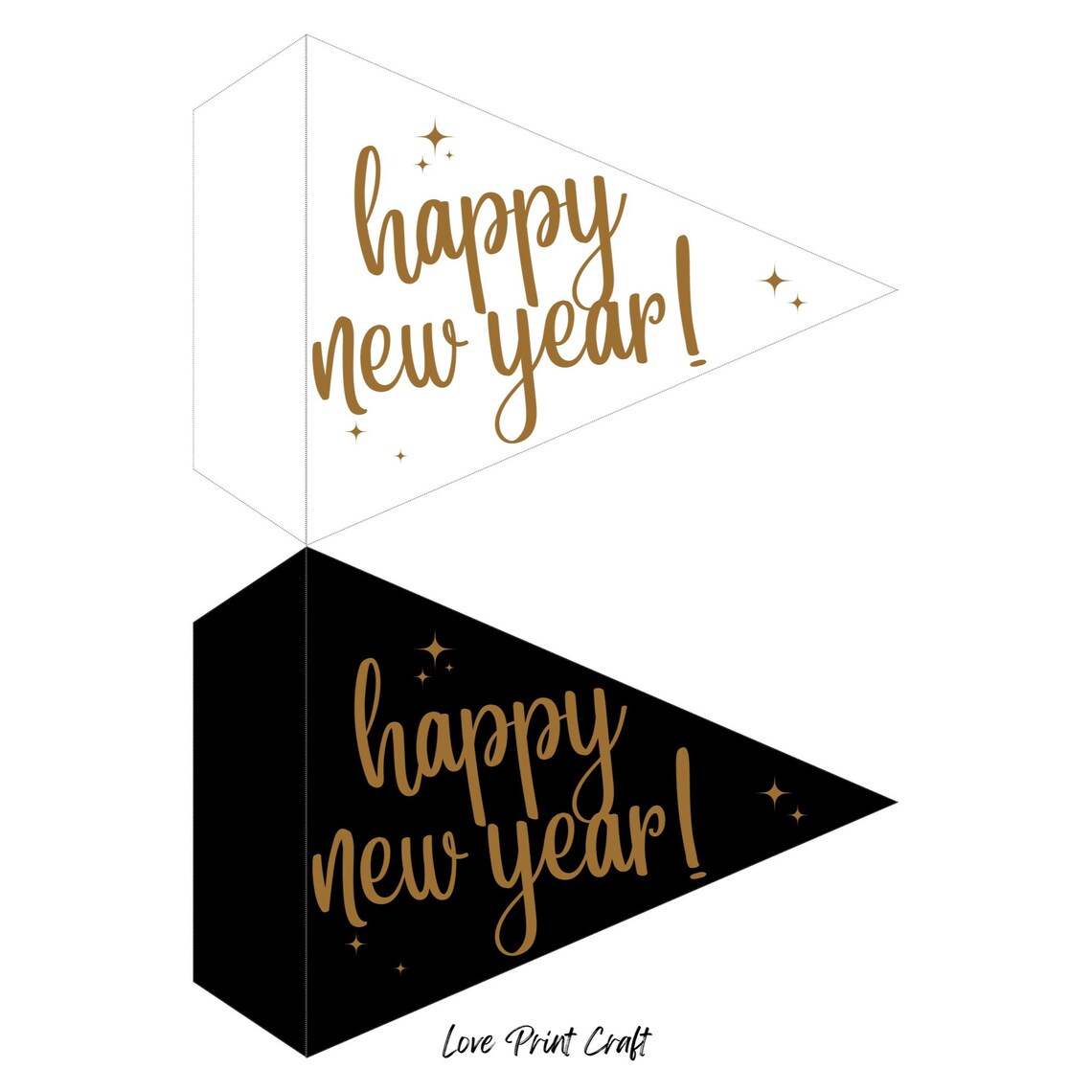 2023 Happy New Year Pennant Flag Printable Printable Digital Download ...