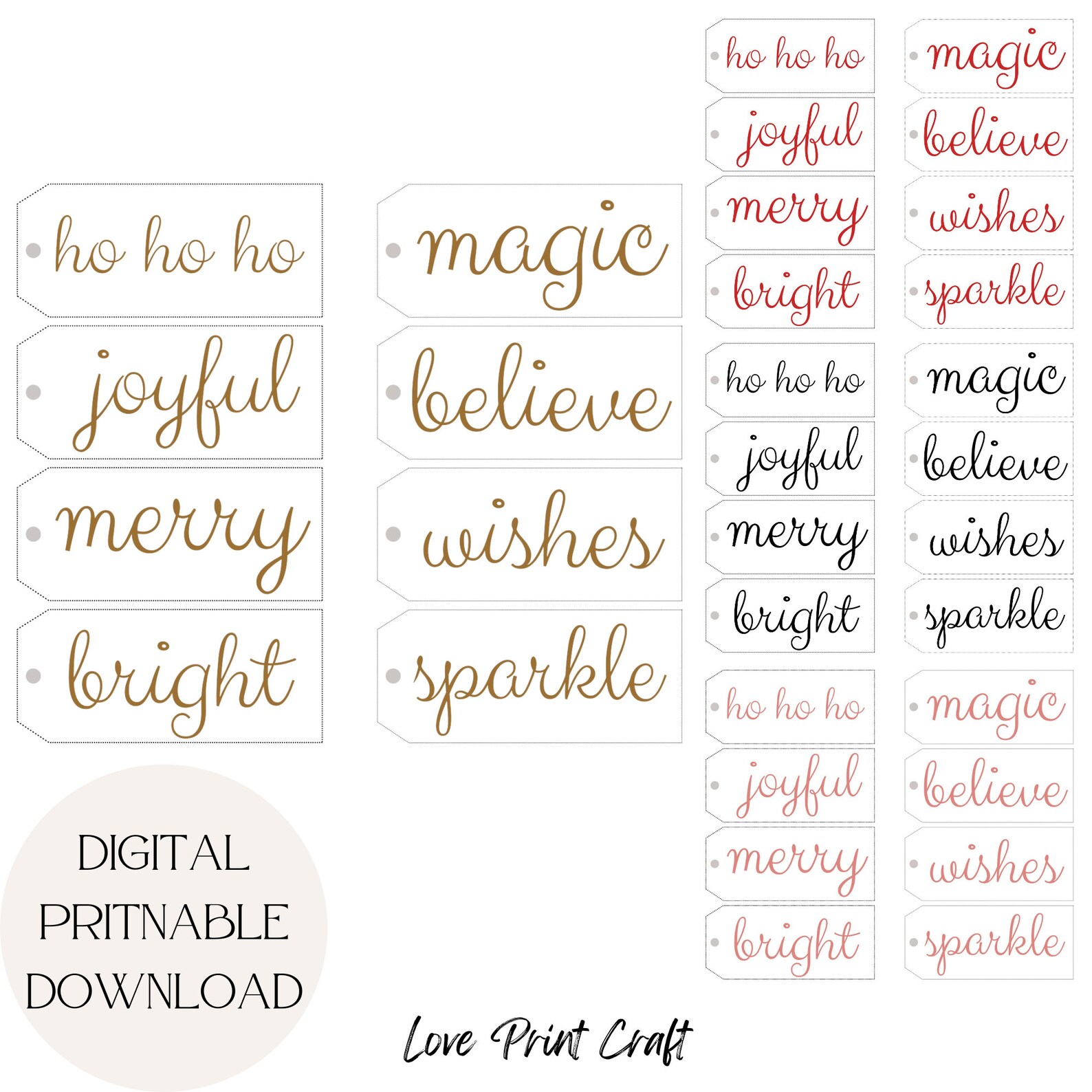 Christmas Gift Tags Printable Digital Download, Gold Gift Tags, DIY ...