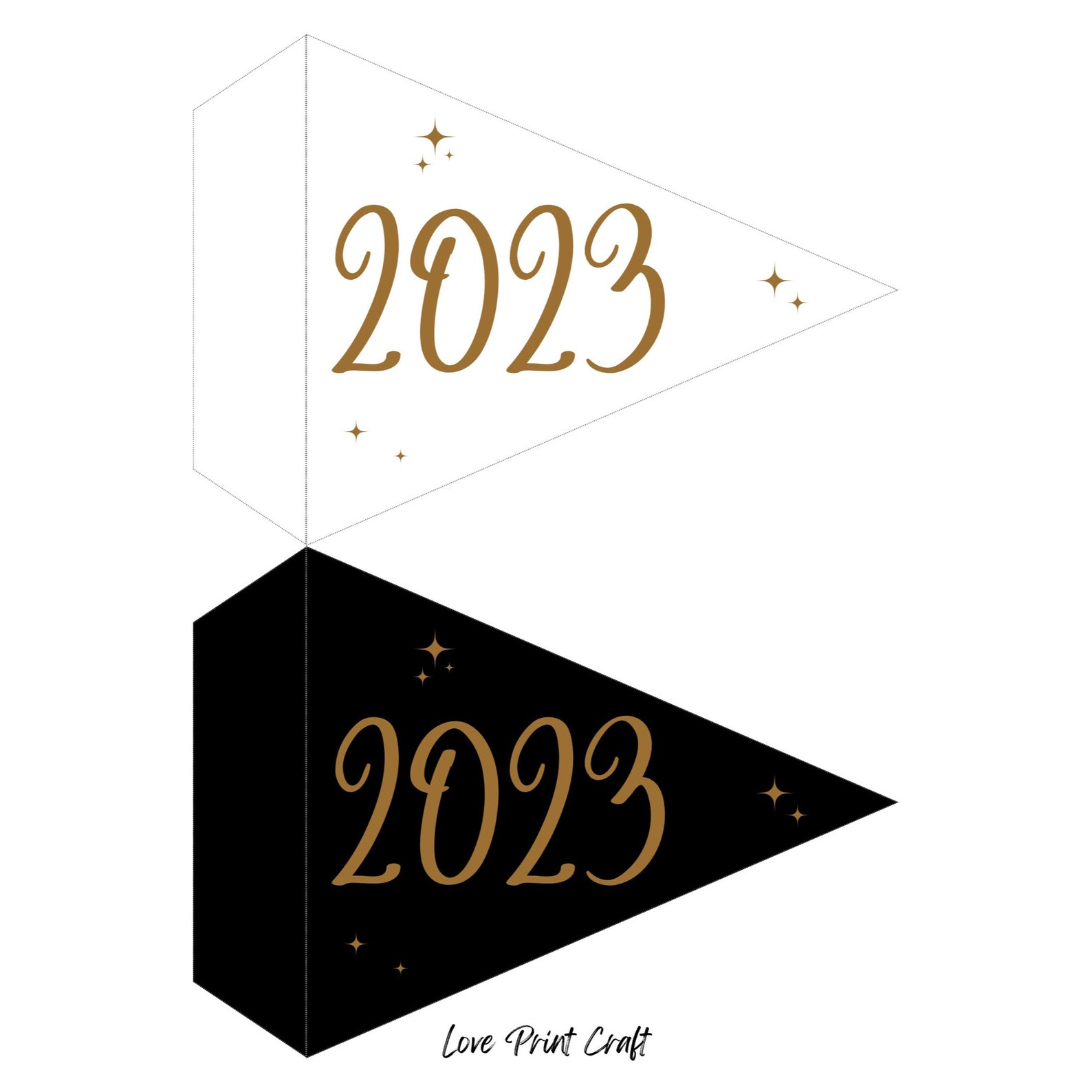 2023 Happy New Year Pennant Flag Printable Printable Digital Download ...