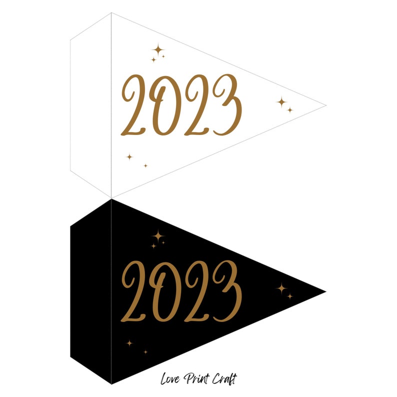 2023 Happy New Year Pennant Flag Printable Printable Digital Download ...