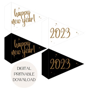 2023 Happy New Year Pennant Flag Printable Printable Digital Download ...