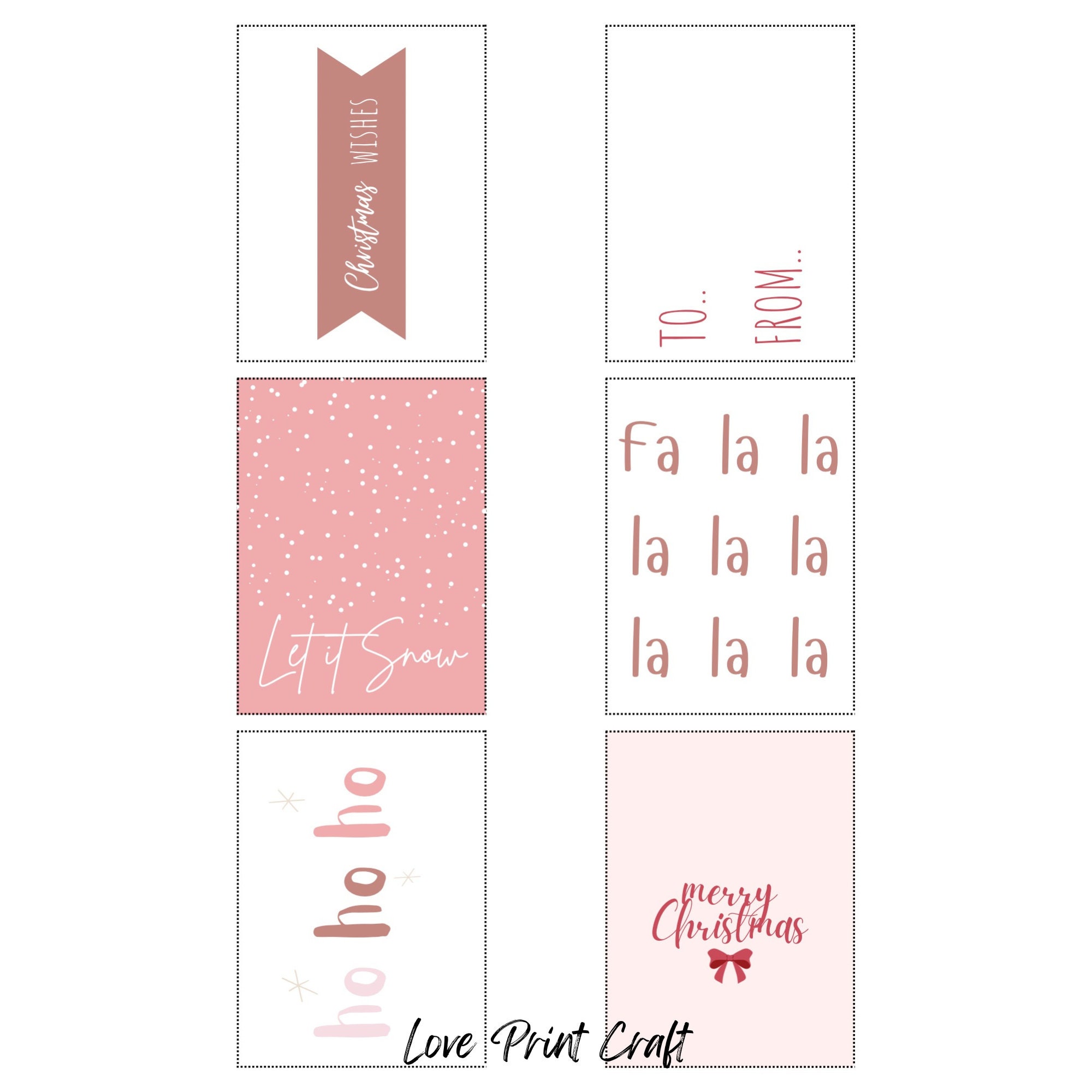 Printable Cute Pink Christmas Gift Tags Printable Digital Download, DIY ...
