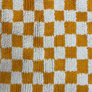 Custom Moroccan Checkered Rug - Orange and White Rug - Moroccan Area ...