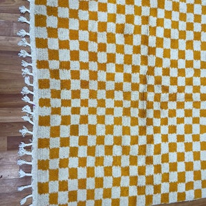 Custom Moroccan Checkered Rug - Orange and White Rug - Moroccan Area ...