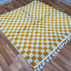 Custom Moroccan Checkered Rug - Orange and White Rug - Moroccan Area ...