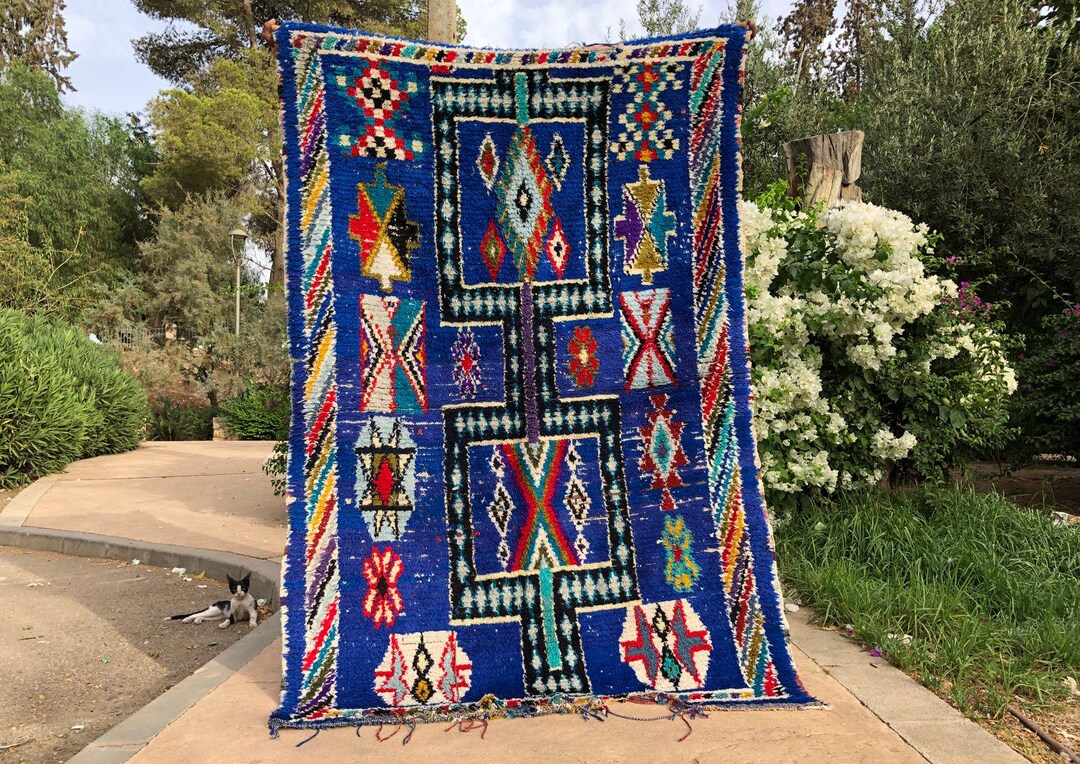 BLUE Area Rug - Rug Vintage Blue - Area Rug Handmade - Moroccan Berber ...