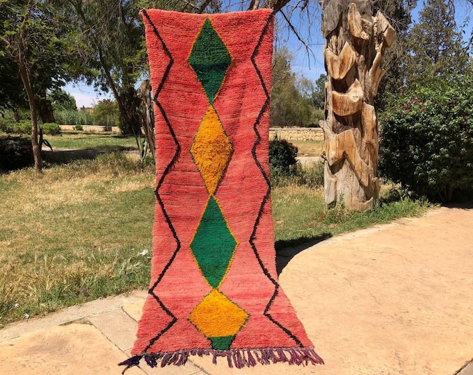 Vintage Moroccan Runner Rug - 2.5x7.4feet / 78x225cm - Bohemian ...