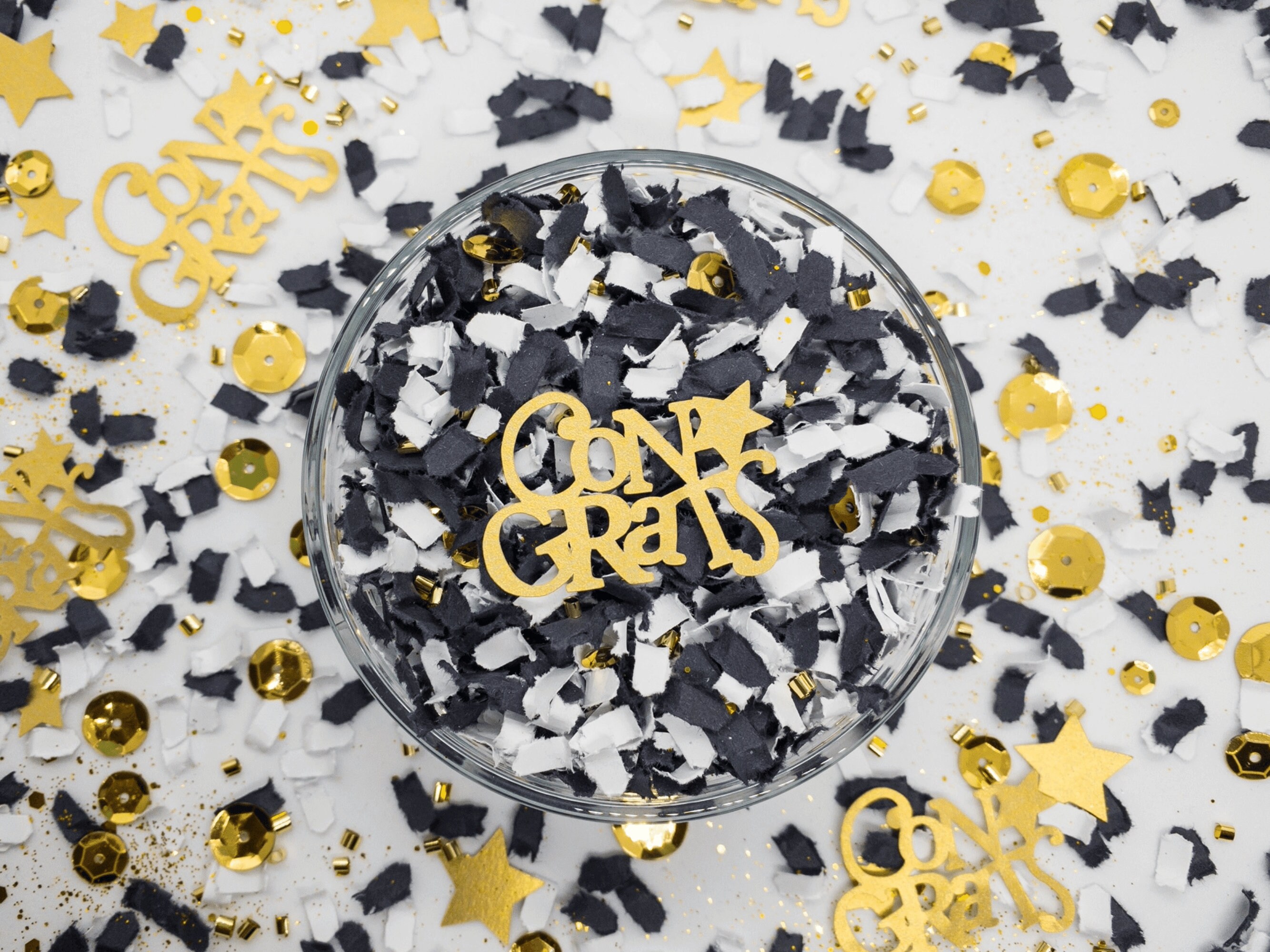Congratulations Confetti, Congrats Confetti, Black Confetti, White ...