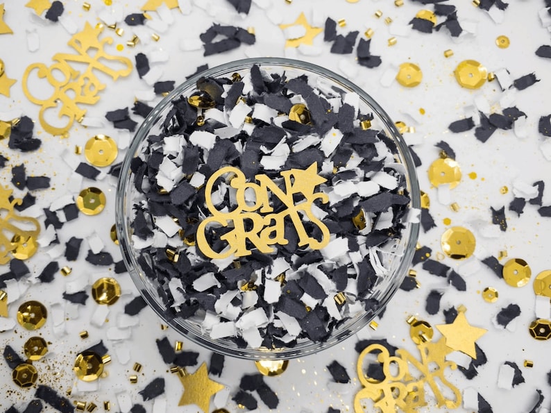 Congratulations Confetti, Congrats Confetti, Black Confetti, White ...