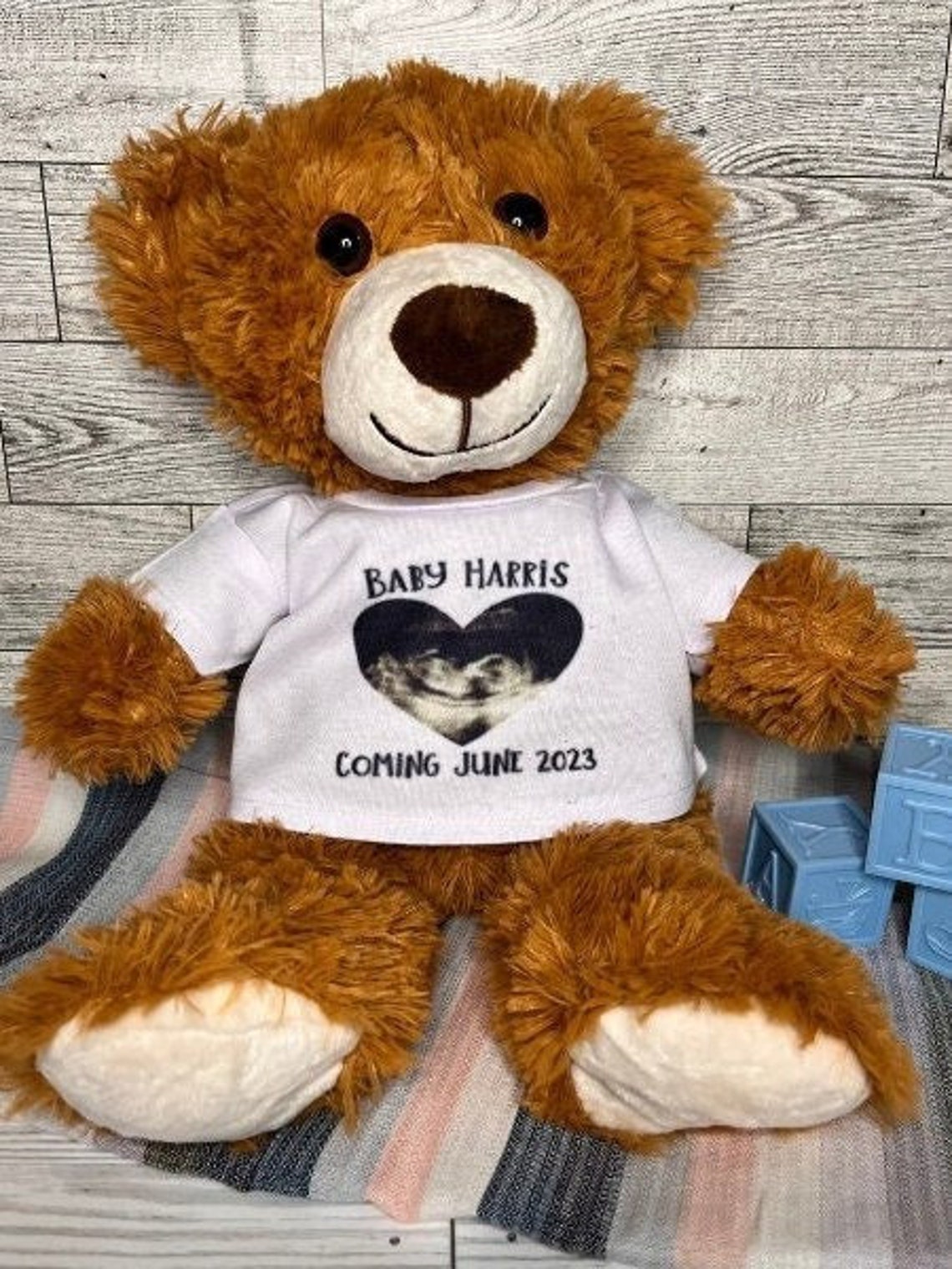 Personalized Teddy Bear Pregnancy Announcement Sonogram T-shirt With or ...