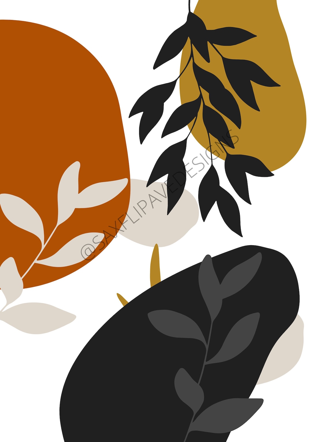 Abstract Leaf, Minimal Art, Printable Artwork, Digital Download - Etsy