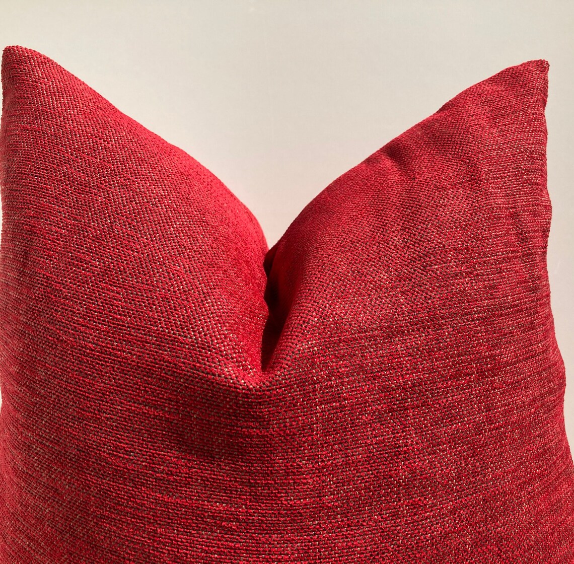 Red Solid Linen Pillow Cover, Decorative Cushion Cover,red Throw Pillow ...