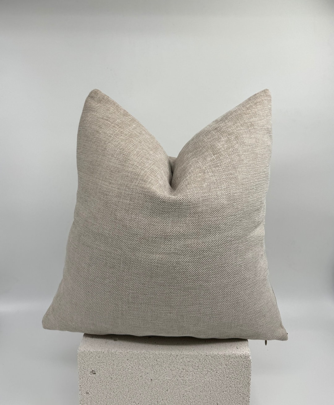 Beige Textured Linen Pillows Cover, Luxury Sofa Pillow, Oatmeal Thick ...
