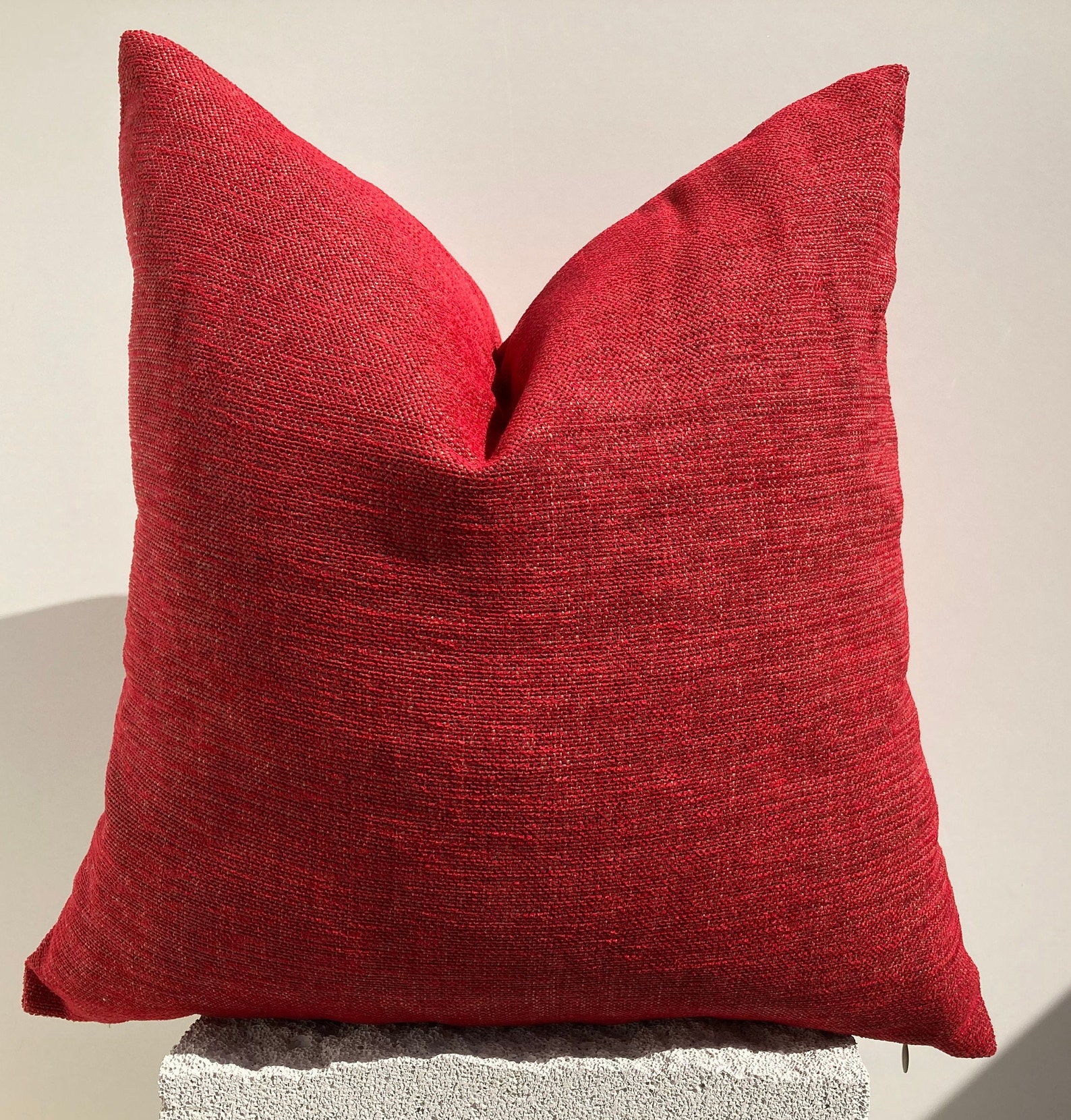 Red Solid Linen Pillow Cover, Decorative Cushion Cover,red Throw Pillow ...