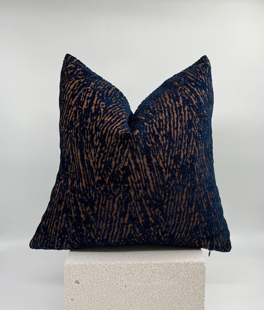 Navy Blue and Rust Textured Pillow Cover, Decorative Animal Pillowcase ...