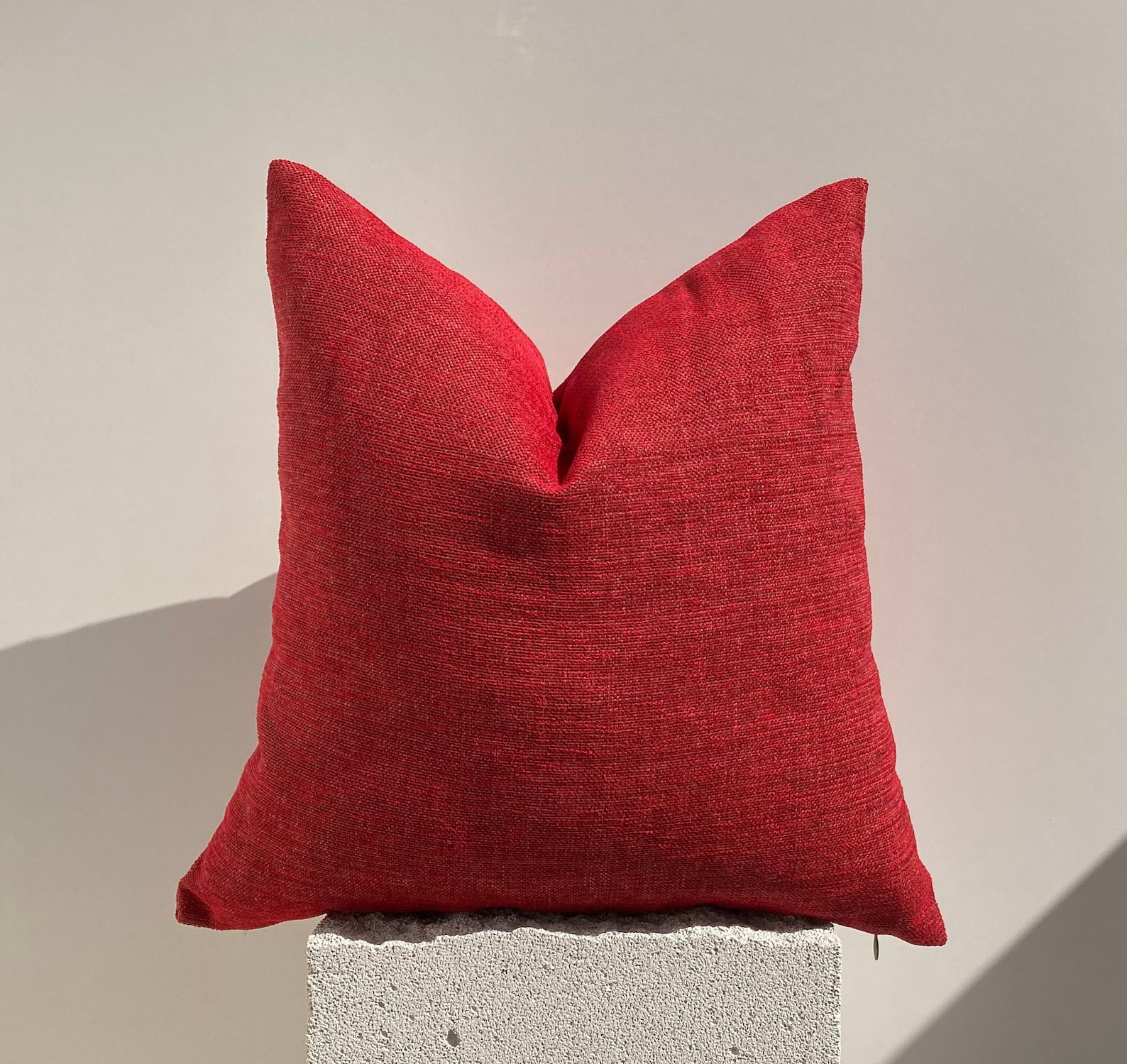 Red Solid Linen Pillow Cover, Decorative Cushion Cover,red Throw Pillow ...