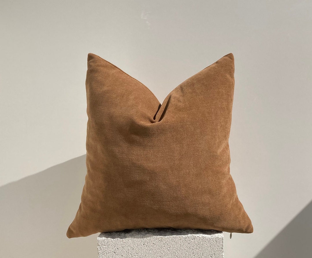 Camel Brown Solid Chenille Pillow Cover , Sofa Pillow Cover, Brown ...