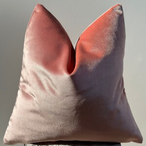 Iridescent Salmon Pink Velvet Pillow Cover, Textured Salmon Pink Pillow ...
