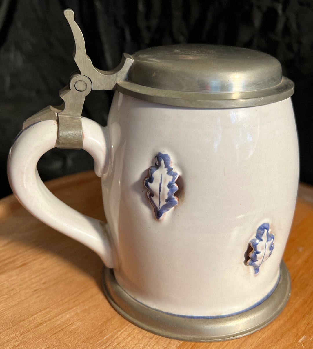 Vintage Pewter Lidded Delft Faience Stein Black Starr Gorham West ...
